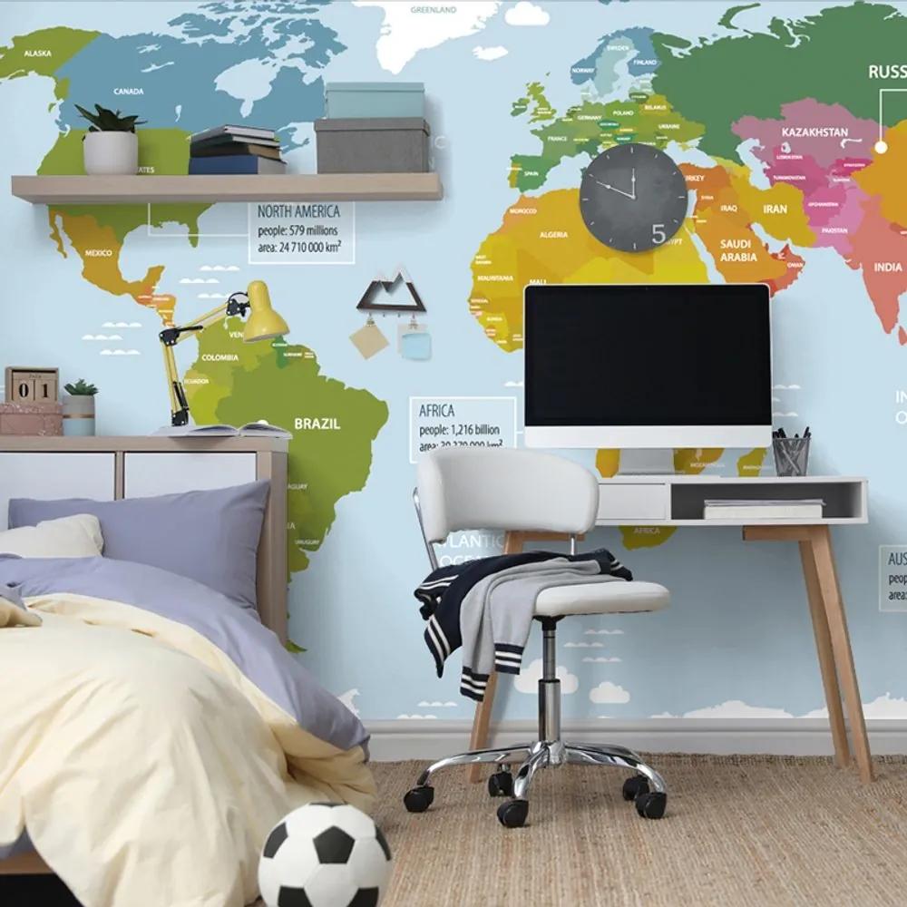 Samolepící tapeta výjimečná mapa světa - 300x200 cm