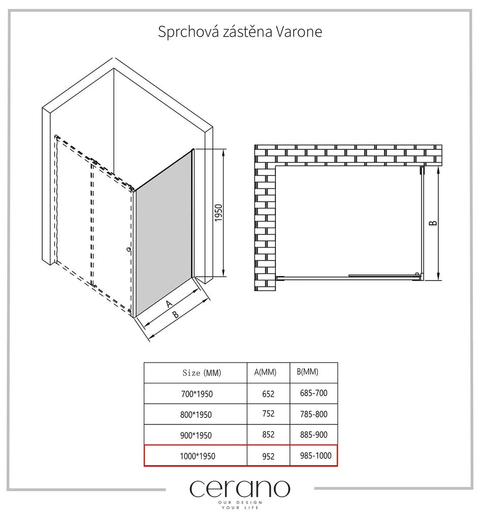 CERANO - Sprchový kout Varone L/P - černá matná, transparentní sklo - 110x100 cm - posuvný