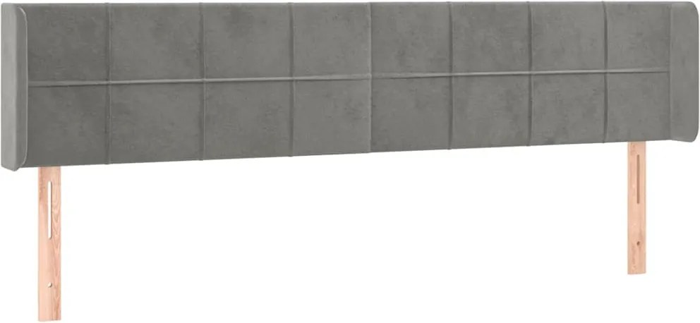 Čelo postele typu ušák světle šedé 163x16x78/88 cm samet 3118822