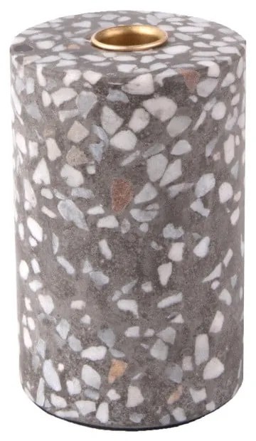 Šedý ručně vyráběný svícen PT LIVING Terrazzo Trois, výška 12,5 cm