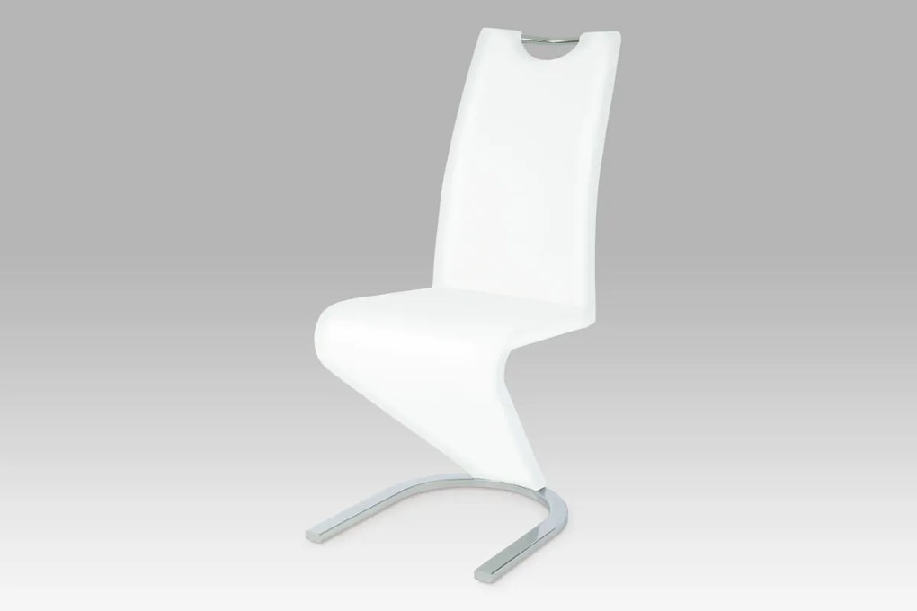 Jídelní židle chrom ekokůže bílá HC-790 WT1