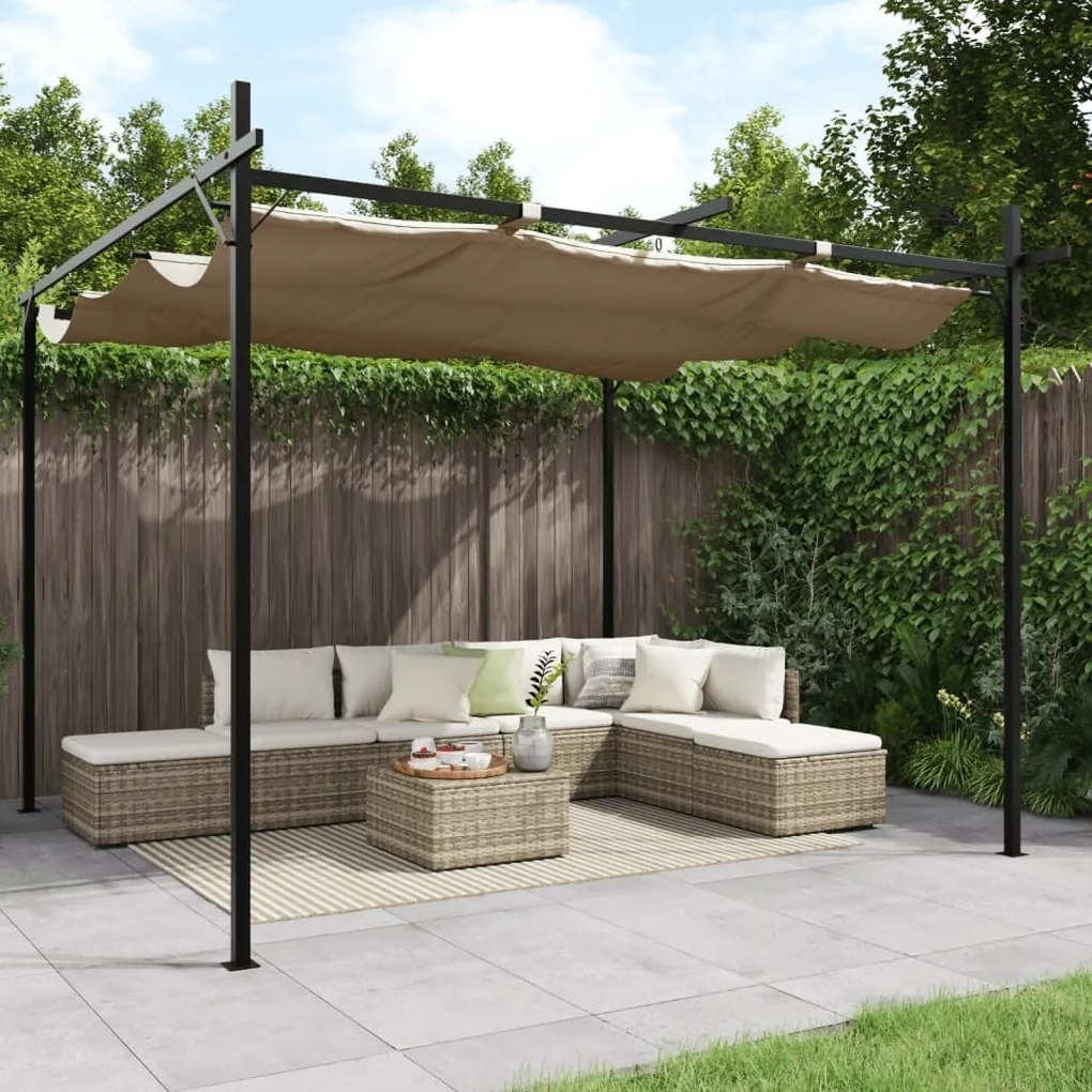 vidaXL Pergola se zatahovací střechou 295 x 292 x 230 cm [360115] Barva: krémová