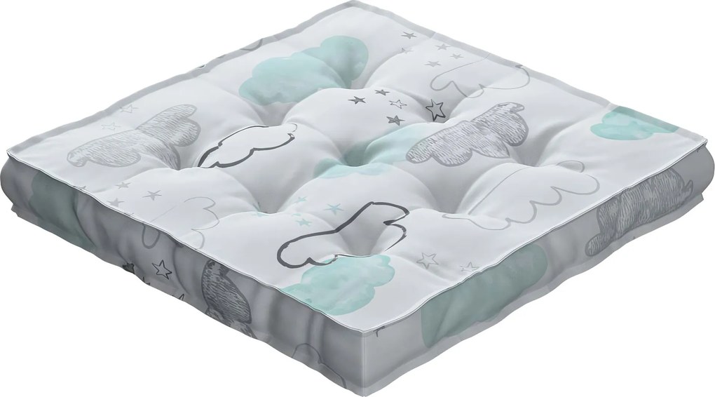 Sedák Kuba s úchytem barva bílá látka vzorované