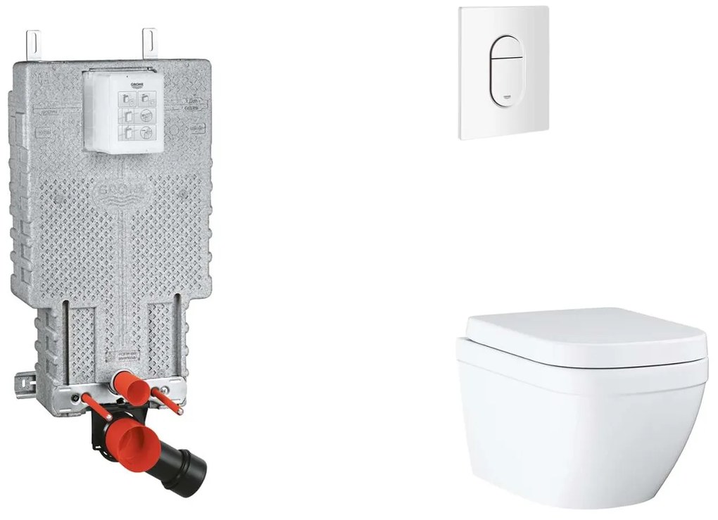 Grohe Uniset - Set předstěnové instalace, klozetu, sedátka SoftClose a tlačítka Arena Cosmopolitan, Triple Vortex, alpská bílá SANI15BB3106