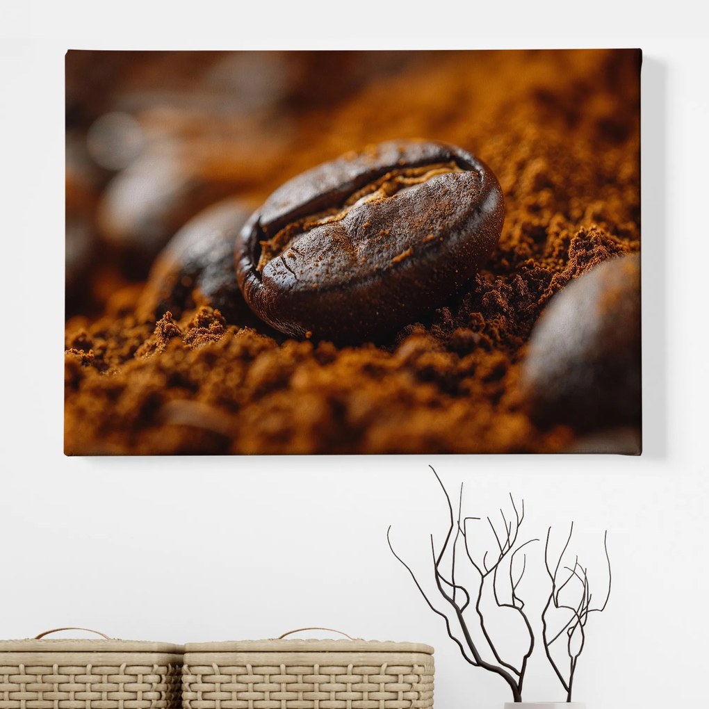 Obraz na plátně - Káva, velké zrnko FeelHappy.cz Velikost obrazu: 120 x 80 cm
