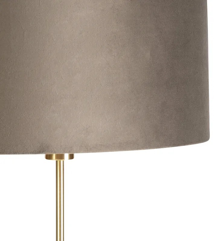 Stojací lampa zlatá / mosaz se sametovým odstínem taupe 40/40 cm - Parte