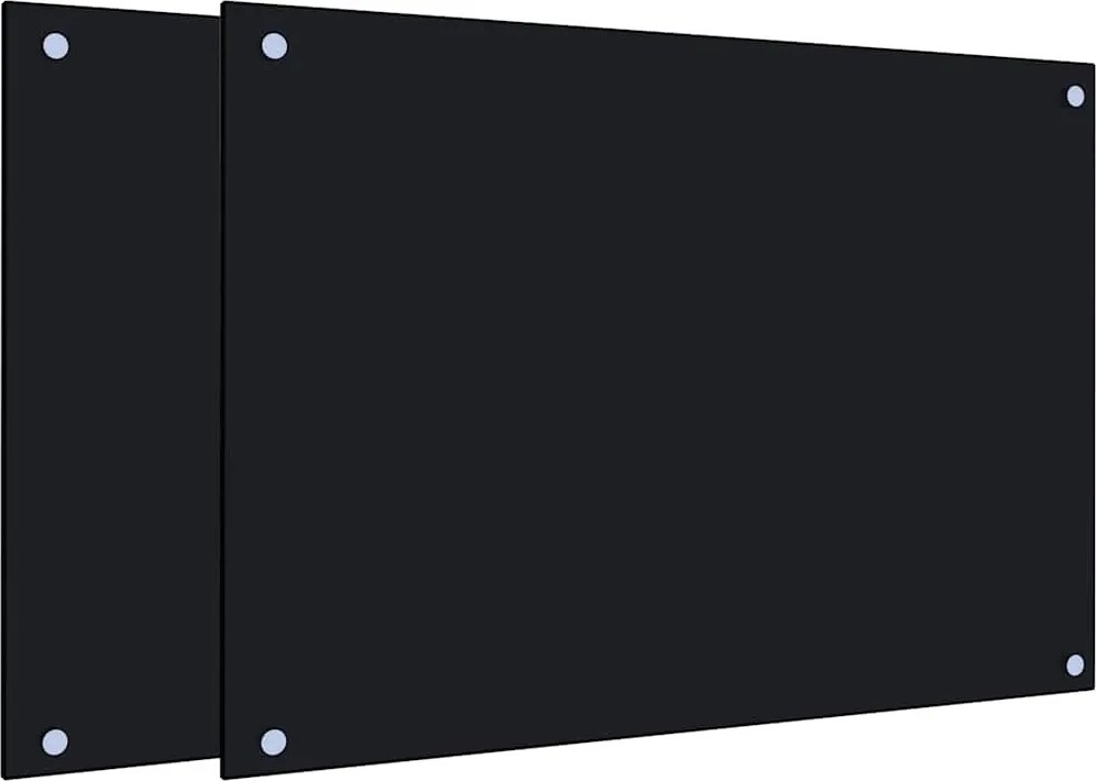 Kuchyňské panely 2 ks černé 70 x 50 cm tvrzené sklo 3315796