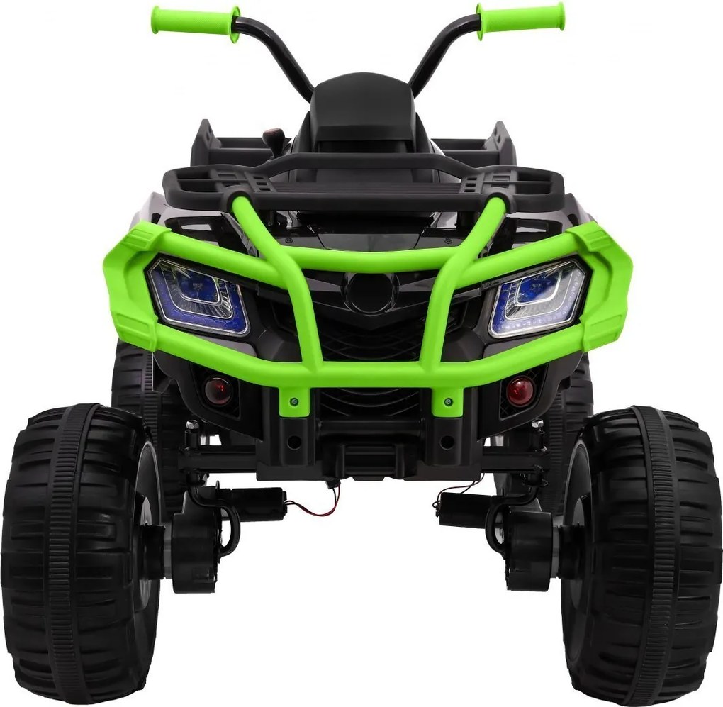 Ramiz Dětská čtyřkolka XL ATV 2,4 GHz na baterie černo-zelená na dálkové ovládání + pohon 4x4 + nosič zavazadel + pomalý start + EVA + LED a zvuky