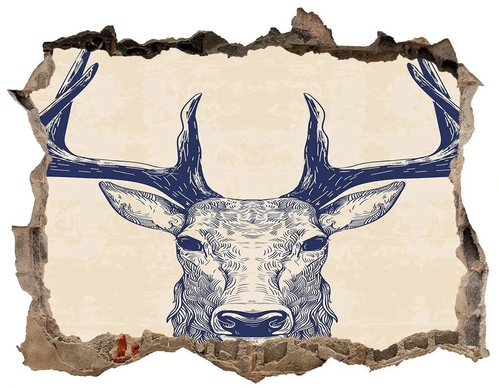 Wallmuralia Díra 3D fototapeta na stěnu Hlava jelena 95x64 cm