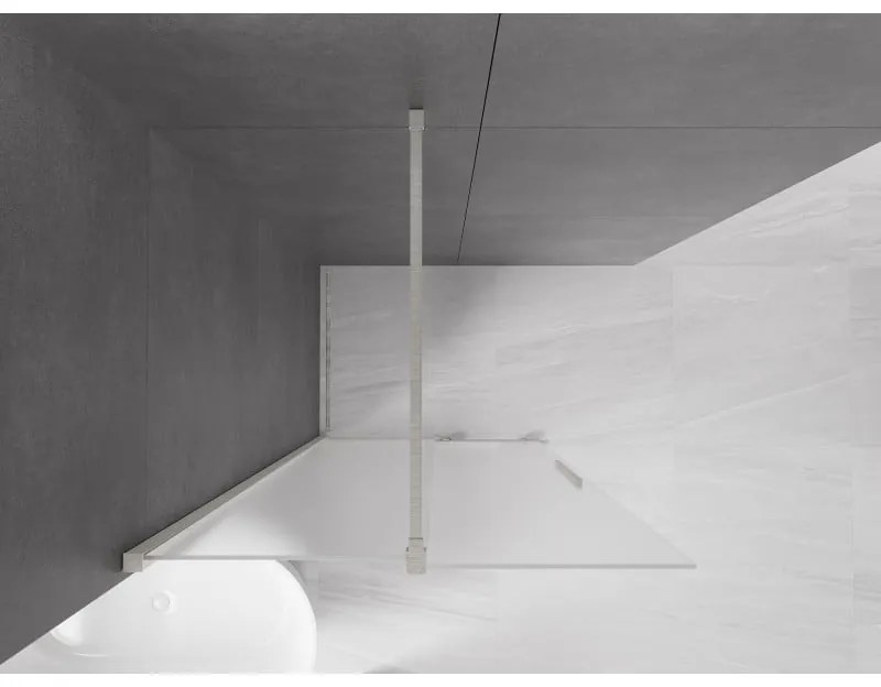 Mexen Velar, sprchová zástěna s posuvnými dveřmi Walk-in 90 x 200 cm, 8mm sklo námraza, broušená ocel, 871-090-000-33-97