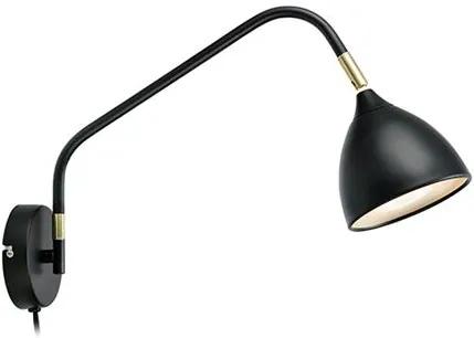 Markslojd 106081 VALENCIA - Nástěnná lampa s kabelem do zásuvky, černá, mosaz