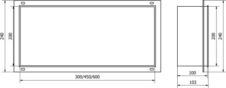 Mexen X-Wall-NR, police na zapuštění bez příruby 30 x 20 cm, grafitová matná - 19E1302010