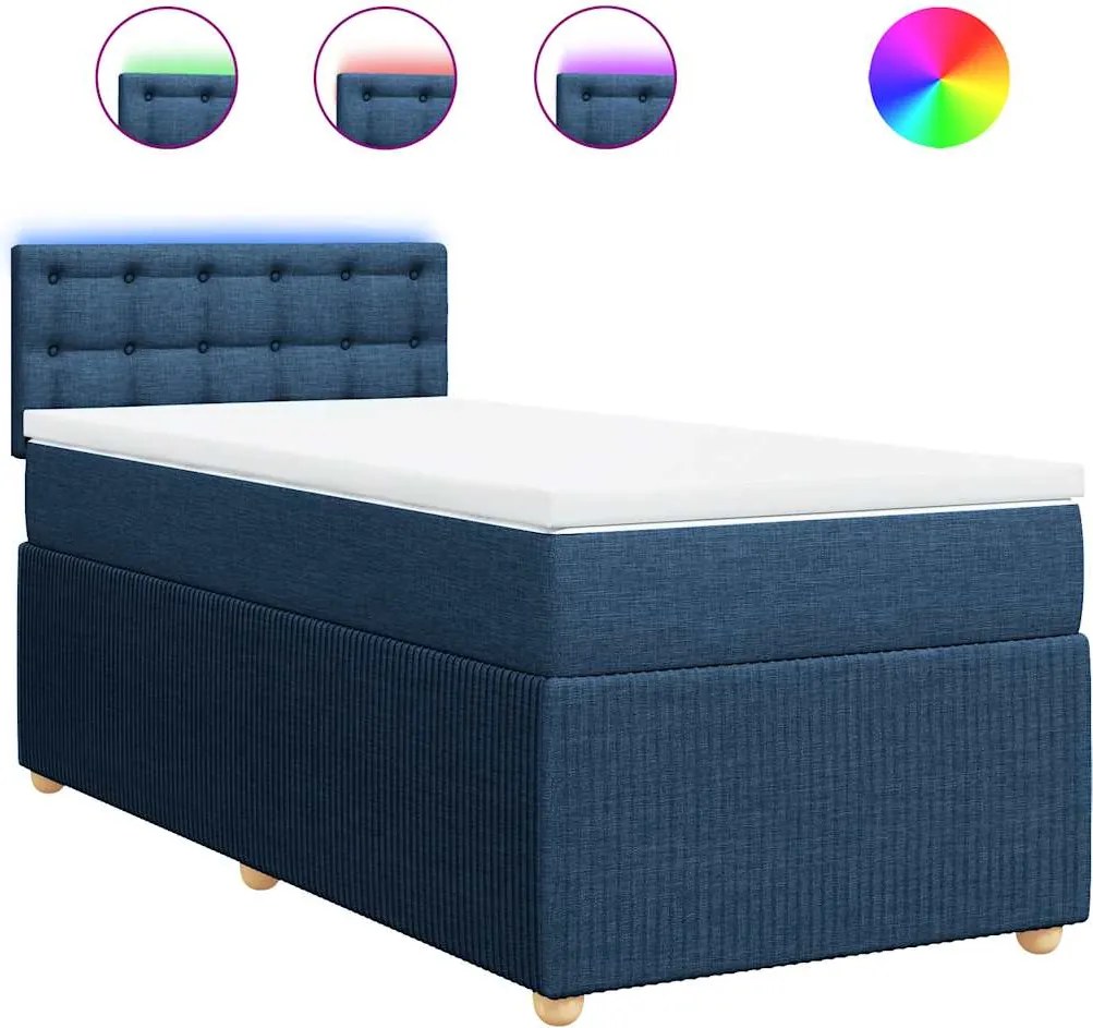 Box spring postel s matrací modrá 80x200 cm textil 3289603