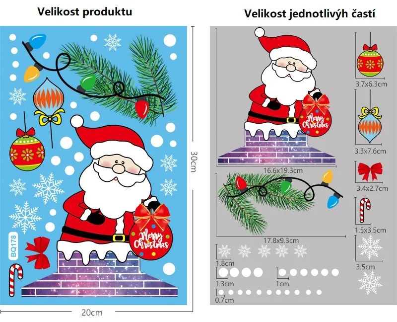 Vánoční samolepky na okna - Santa Claus - různé motivy na výběr Varianta: Varianta 6