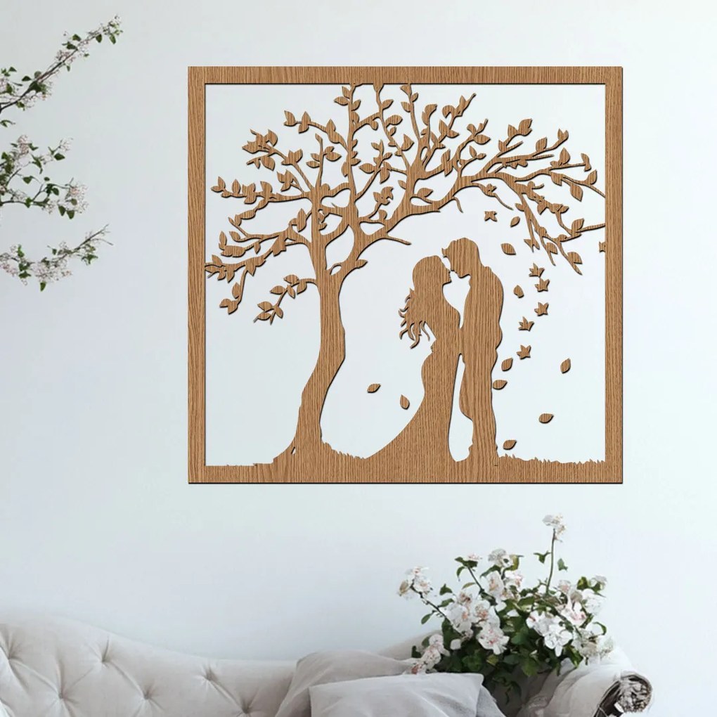 dřevo života Dřevěný strom PODZIMNÍ LÁSKA Zvolte rozměr (cm): 60x60, Zvolte barvu dekoru: Bílá