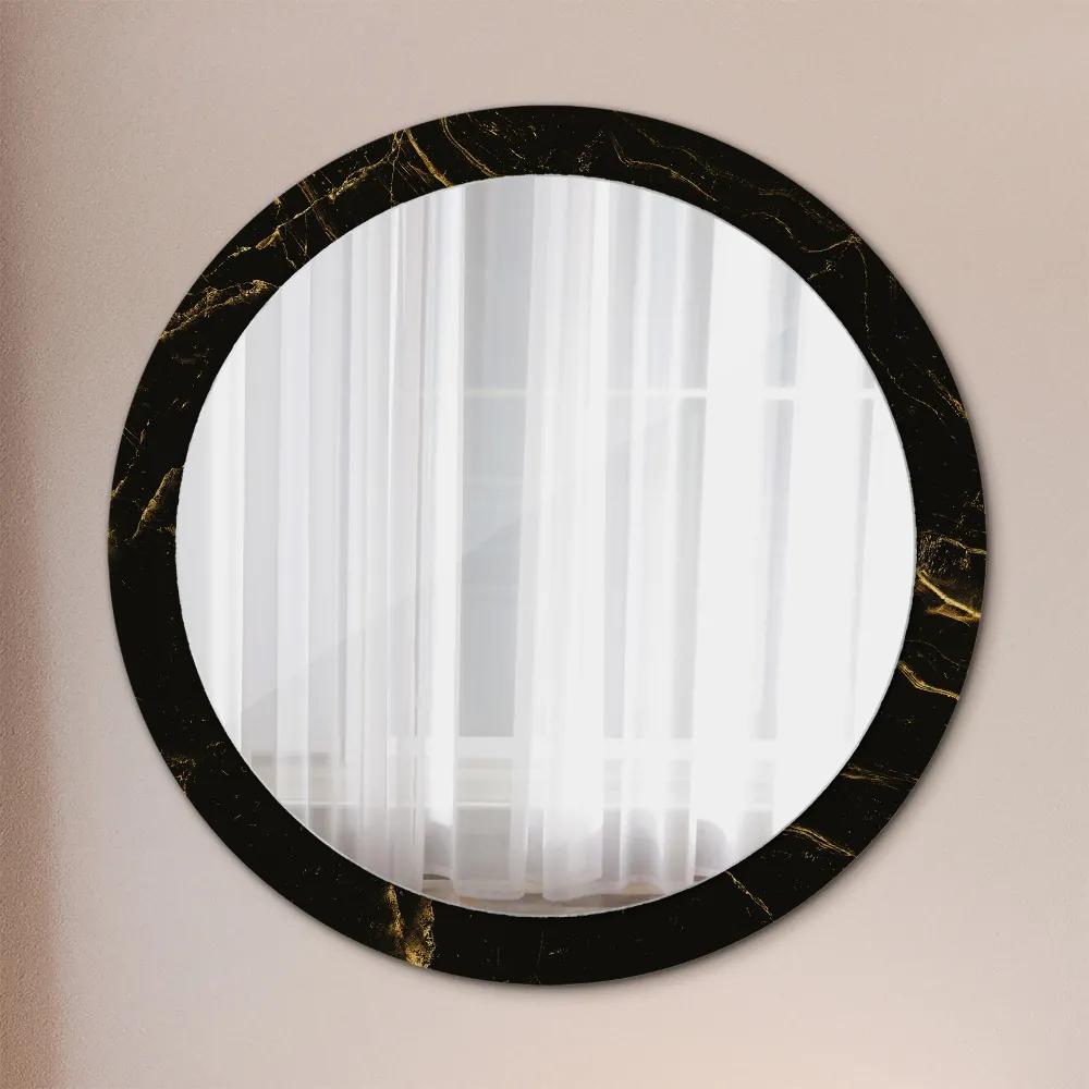 Kulaté zrcadlo s dekorem Černý mramor fi 90 cm