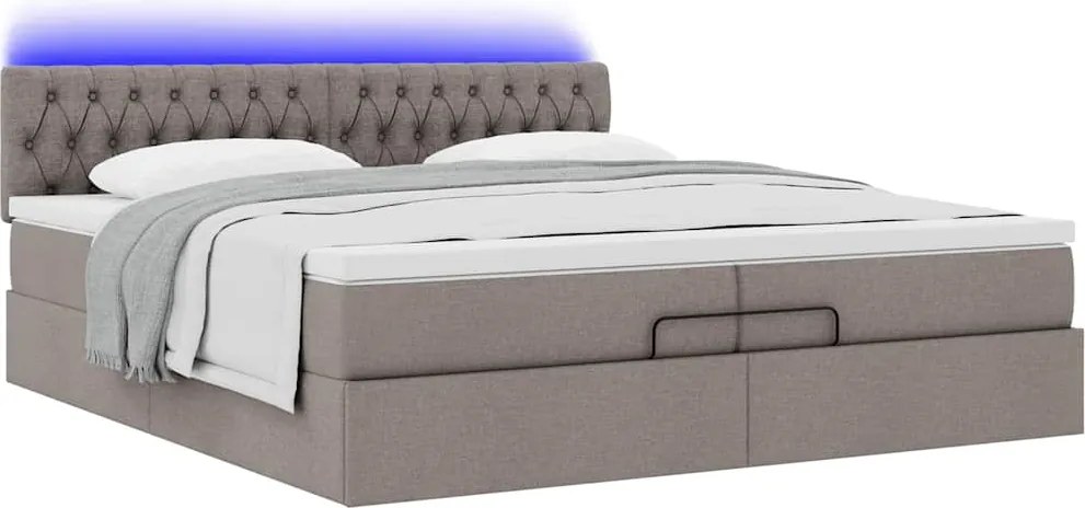 Osmanský rám postele s matracíes taupe 200x200cm textil 3312420