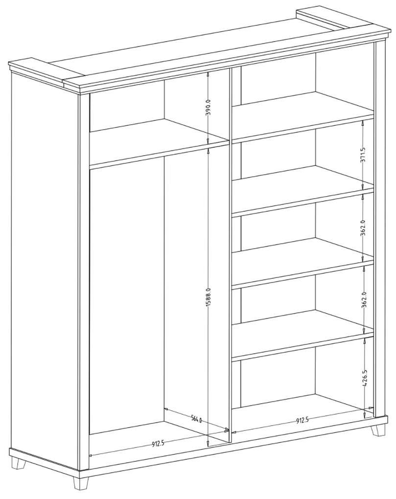 Helvetia Designová šatní skříň Evora 2 - zelená / dub lefkas