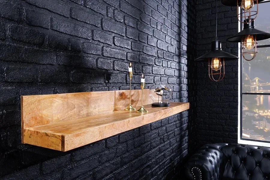 Designová nástěnná police Elegant 80 cm mango