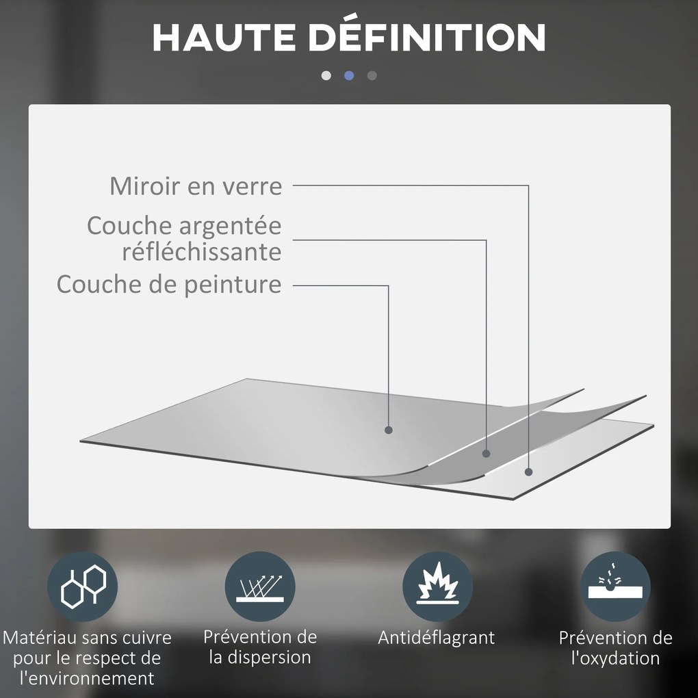 Kleankin LED kulaté koupelnové zrcadlo Ø 80 cm nástěnné zrcadlo s dotykovým spínačem, systém proti mlhám