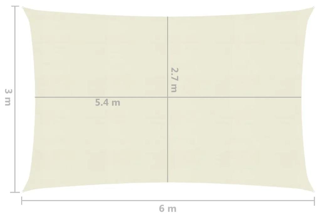 vidaXL Plachta proti slunci 160 g/m² krémová 3 x 6 m HDPE