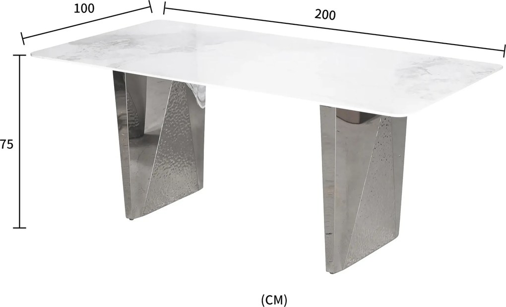 Jídelní stůl Modig 200 cm stříbrný/mramor
