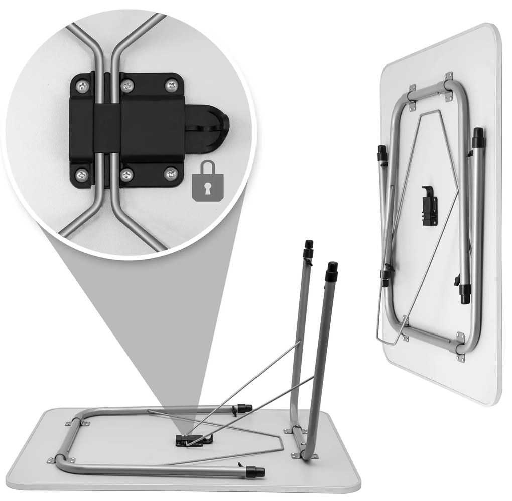 Kempingový stůl FOKA sklápěcí, 80x54x51-70cm, bílá Casaria