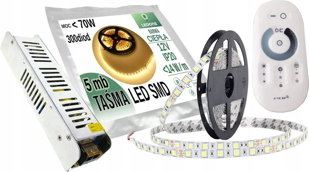 Set 5 m Led páska 5050 Bílá Teplá P. Dotyková