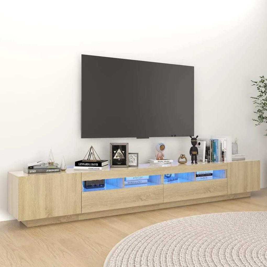 vidaXL TV skříňka s LED osvětlením 260x35x40 cm [3120173] Barva: bílá s vysokým leskem