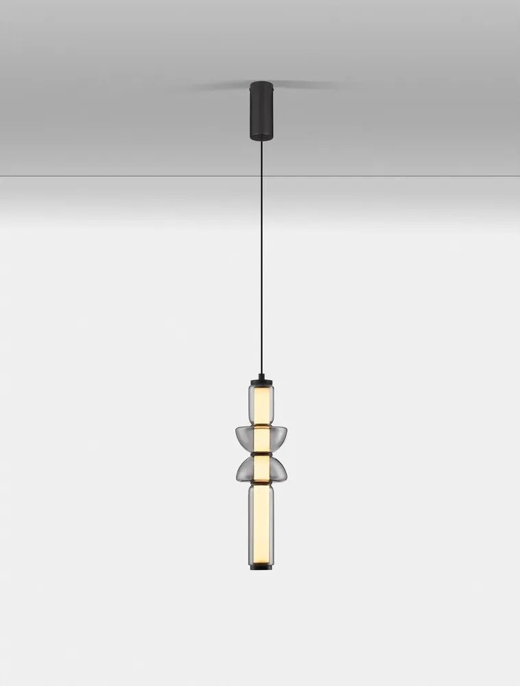 Šedé skleněné LED stmívatelné závěsné svítidlo ø 12 cm Ulon – Nova Luce