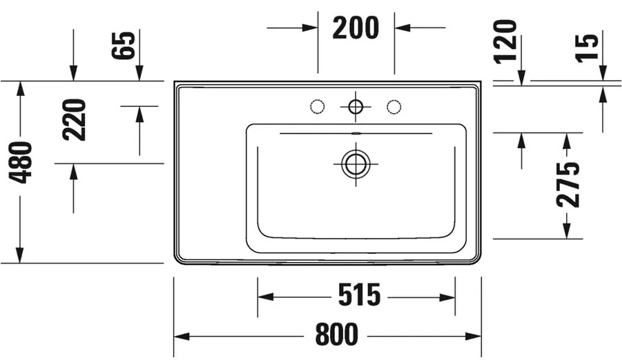 Duravit D-Neo - Umyvadlo do nábytku asymetrické 800 x 480 mm, umyvadlo vpravo, bílá 2370800000