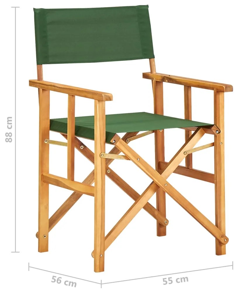 Režisérské židle 2 ks masivní akáciové dřevo zelené - Default Title