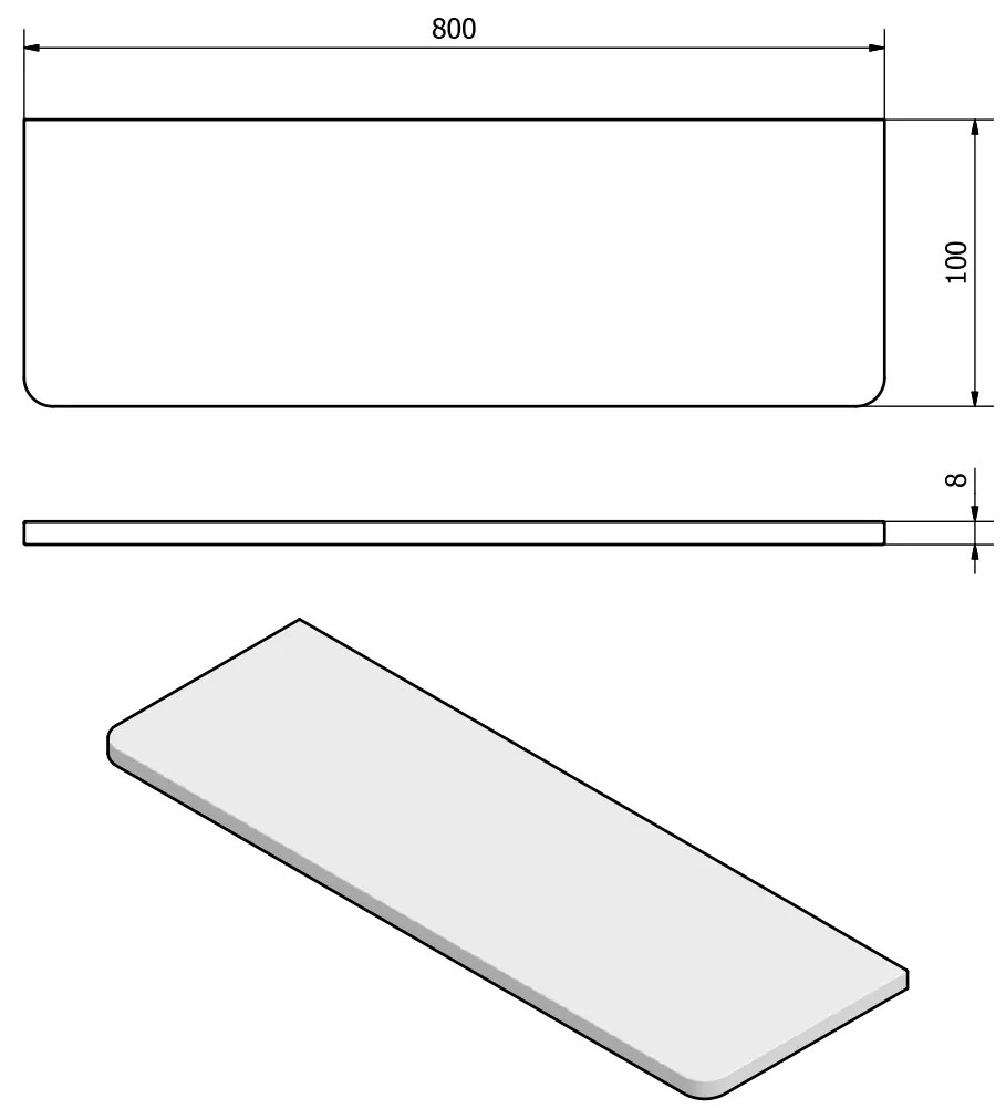 Sapho Police 800x100x8mm, čiré sklo - 23484