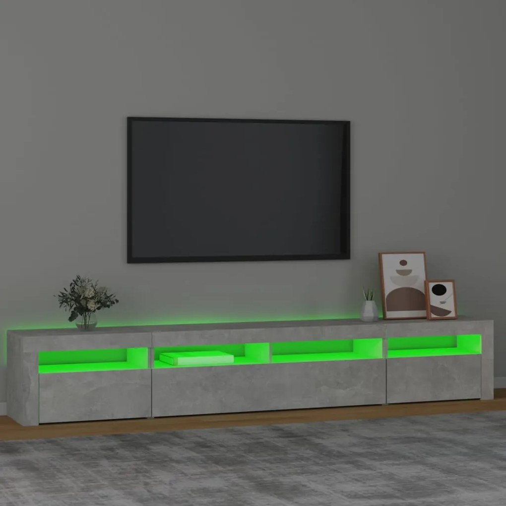 TV skříňka s LED osvětlením betonově šedá 240x35x40 cm 3152725