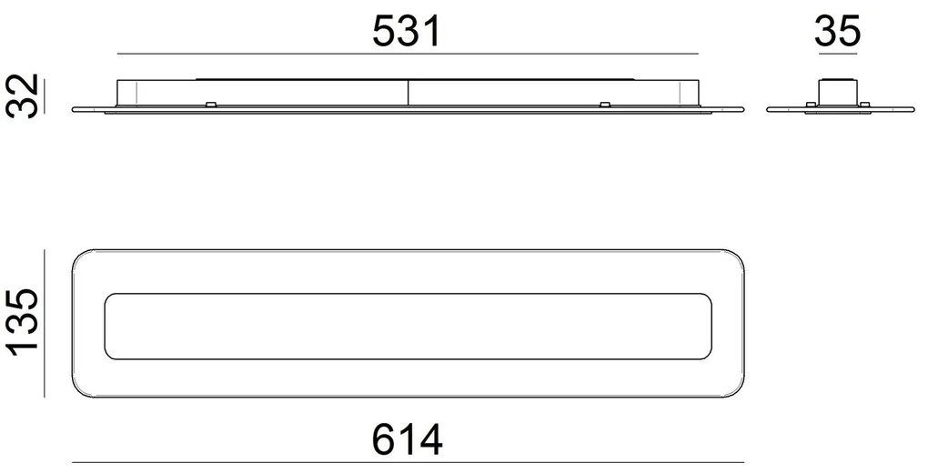 Linea Light 8888 Antille_S, nástěnné svítidlo z pískovaného skla a zlaté, 28W LED 3000K, délka 61,4cm