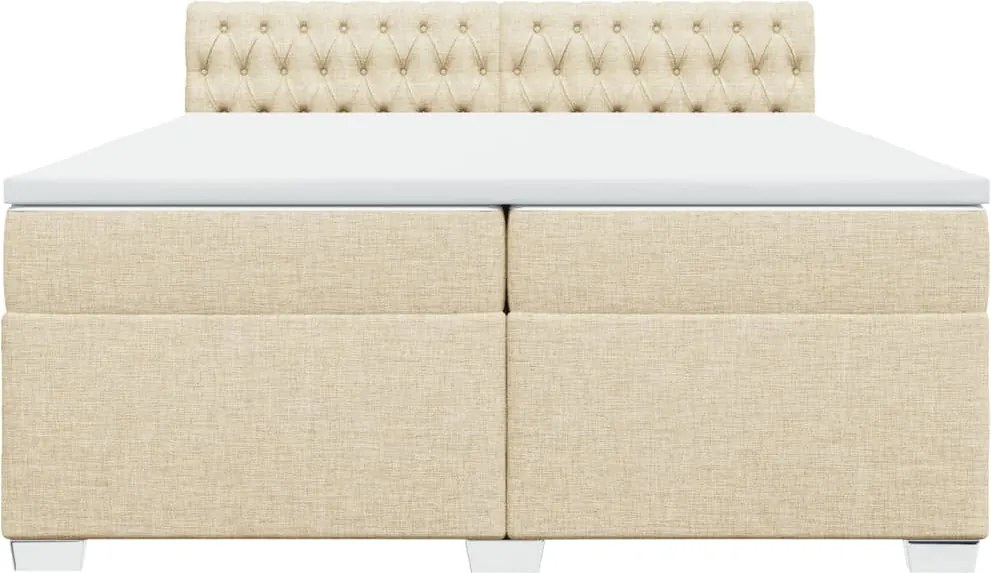 Box spring postel s matrací krémová 200x200 cm textil 3288307
