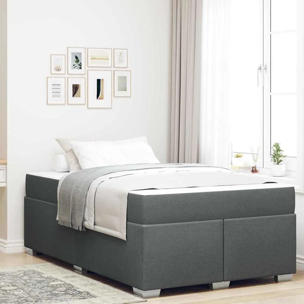 Rám postele s matrací Tmavě šedá 120 x 190 cm textil 3399174