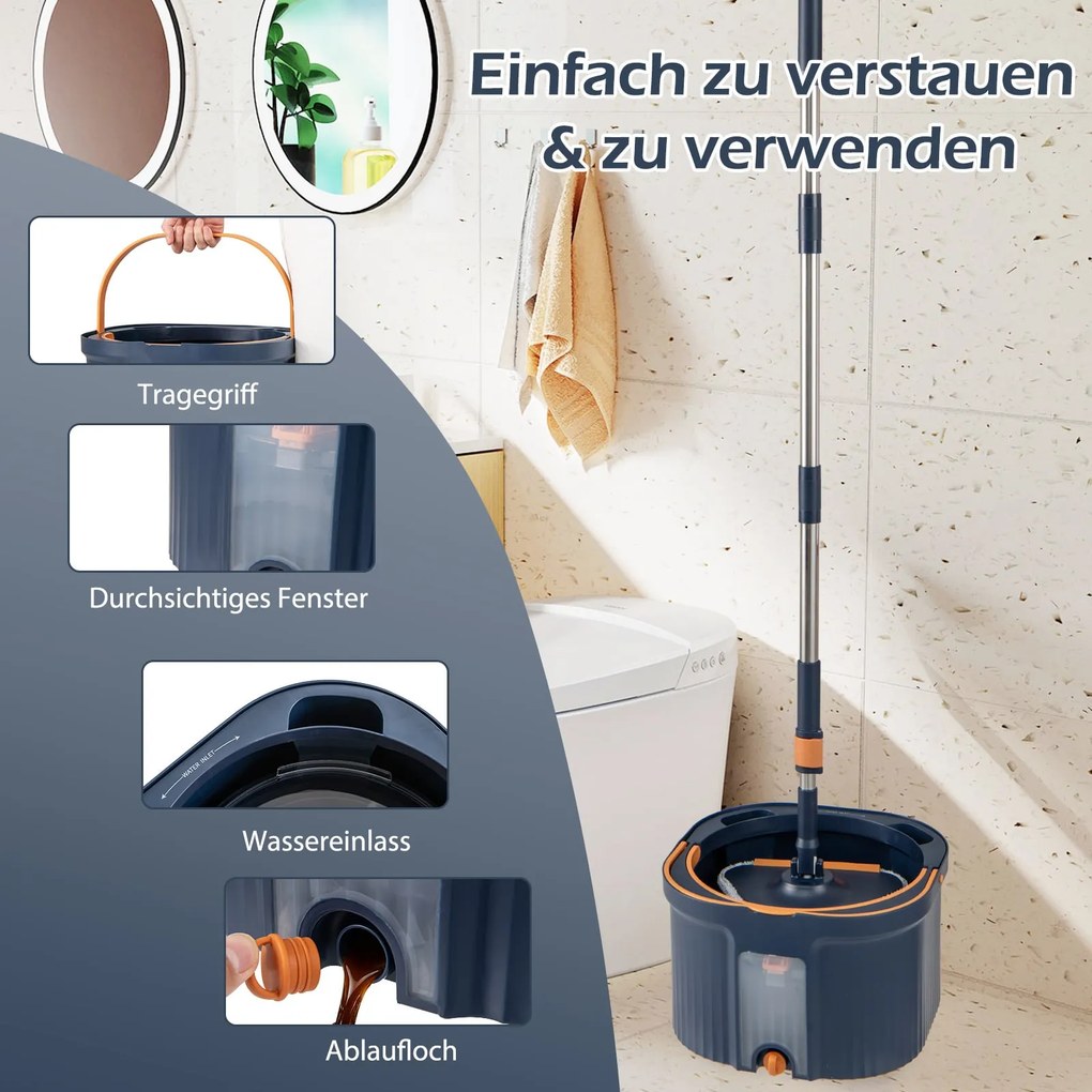 Costway Systém mopu a kbelíku s funkcí separace a ždímání odpadní vody a 360°