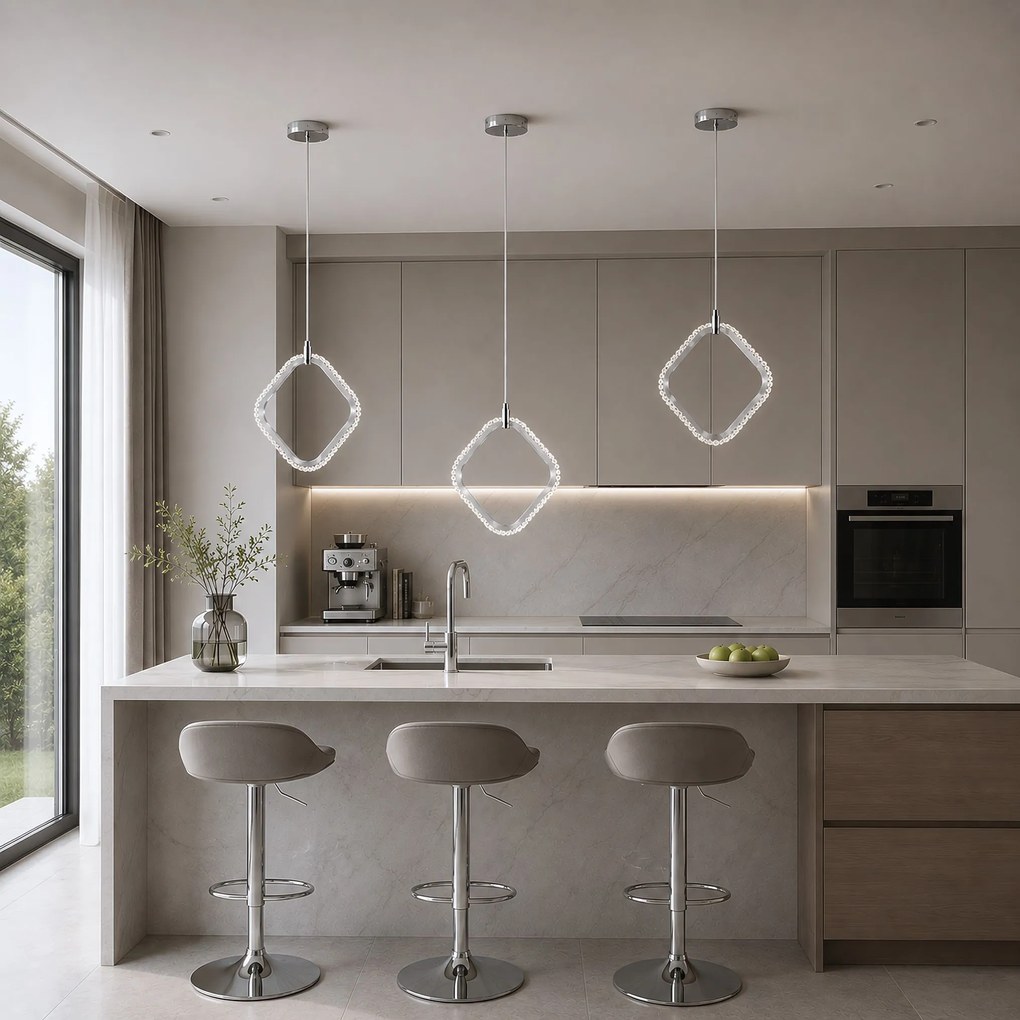 Toolight Rea, Závěsné stropní LED svítidlo LHJ127-W Chrom, OSW-03282