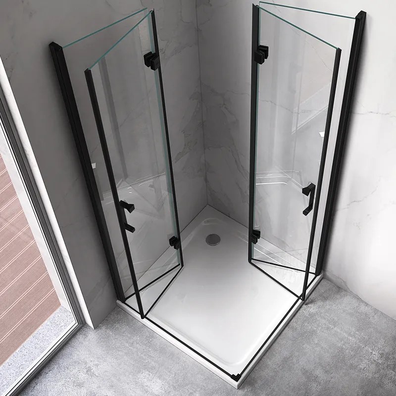 BPS-koupelny Čtvercový sprchový kout HYD-SK08B 80x80 černý/transparent + vanička HYD-OSV-SXL02A černá