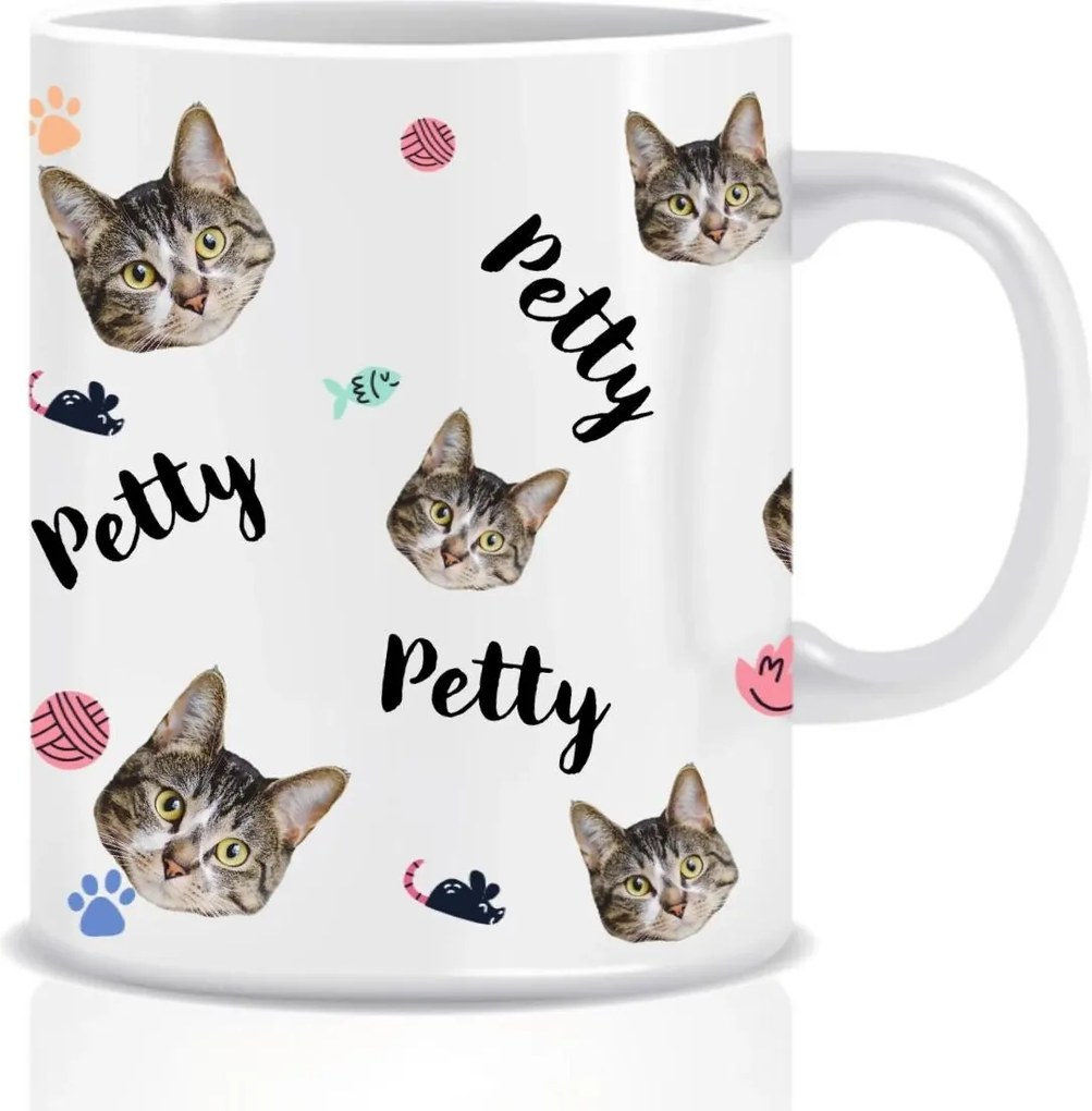 Personalizovaný klasický bílý keramický hrníček 300 ml s mazlíčky