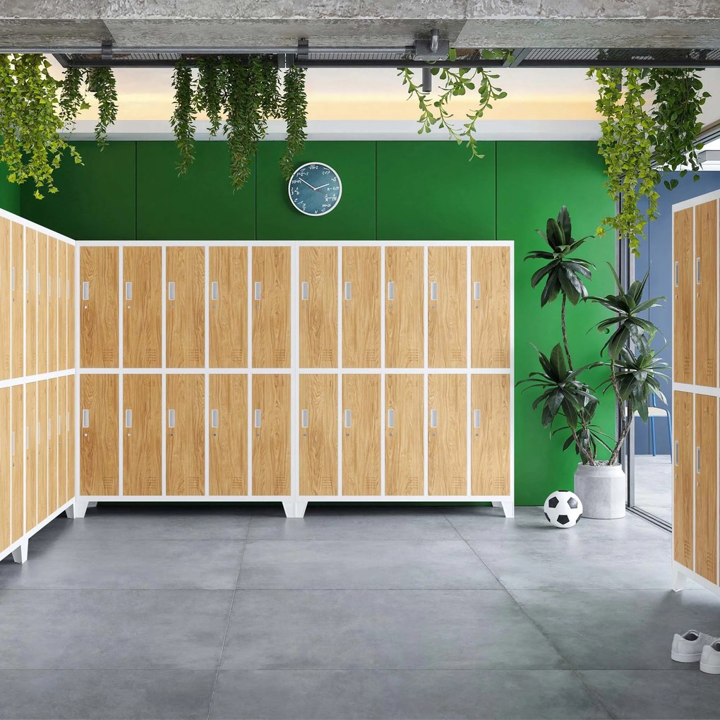 Šatní skříň 10-dveřová, bílá/zlatý dub, 1360x1720x450 mm: BARTEK Eco Design