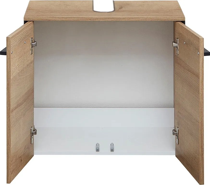 Závěsná skříňka pod umyvadlo v dekoru dubu v přírodní barvě 53x60 cm Quickset 395 – Pelipal