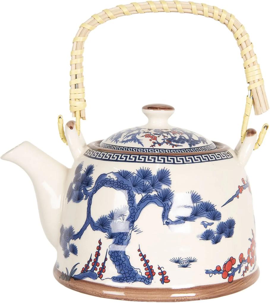 Porcelánová konvice na čaj s modrým stromem - 18*14*12 cm / 0,8L