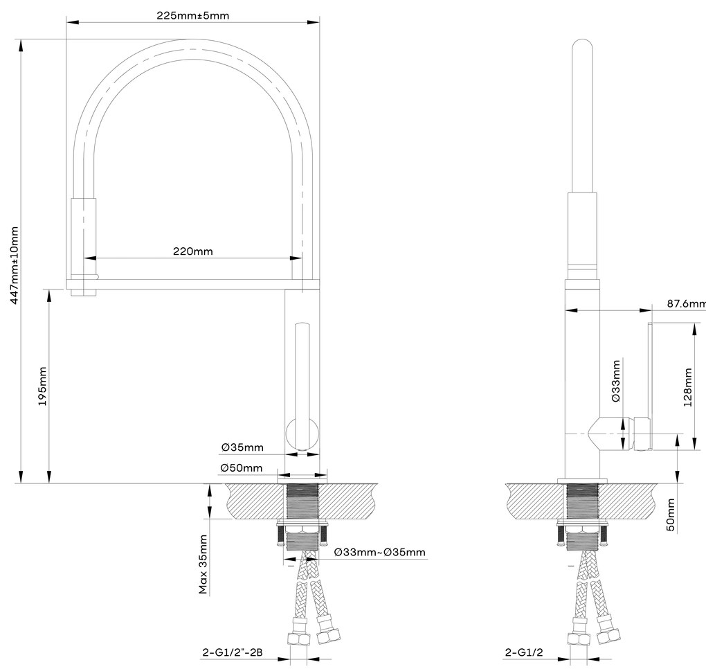 Sapho Sapho, NIMOA stojánková dřezová baterie se sprškou, chrom/gun metal, MA640GM