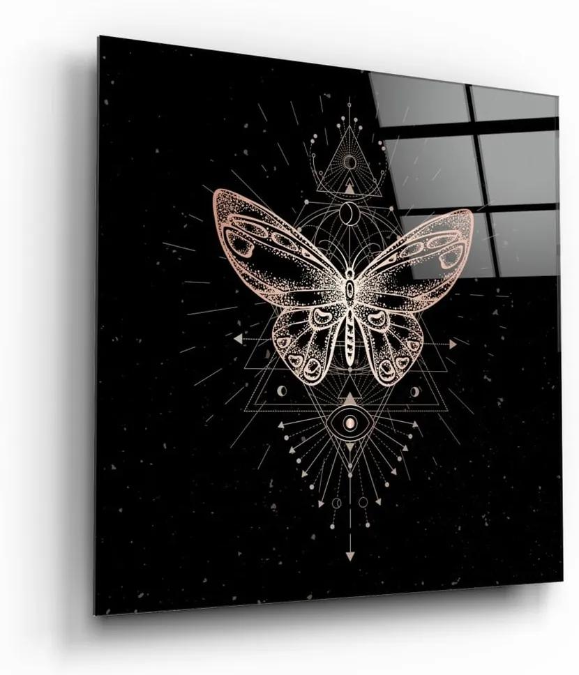 Skleněný obraz Insigne Da Vinci Style Butterfly, 40 x 40 cm