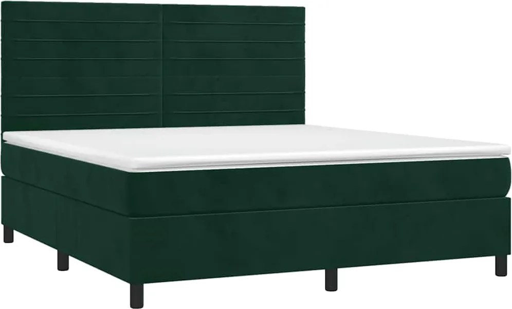 Box spring postel s matrací tmavě zelená 160x200 cm samet 3143094