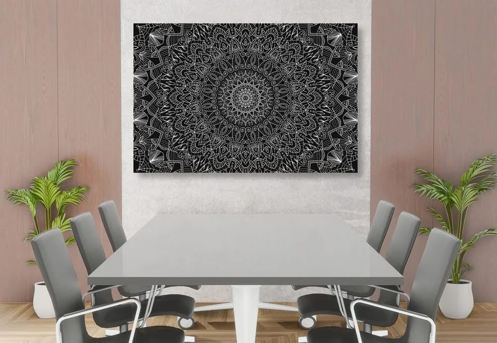 Obraz detailní ozdobná Mandala v černobílém provedení Varianta: 120x80