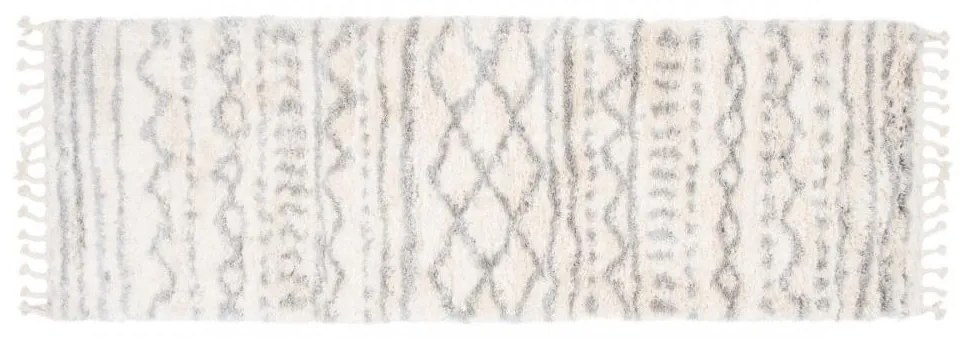 Kusový koberec shaggy Aron krémově šedý atyp 70x250cm