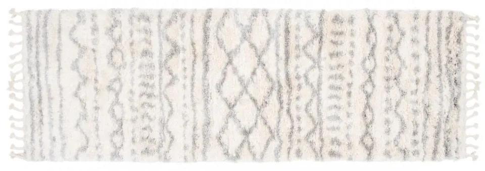 Kusový koberec shaggy Aron krémově šedý atyp 70x300cm